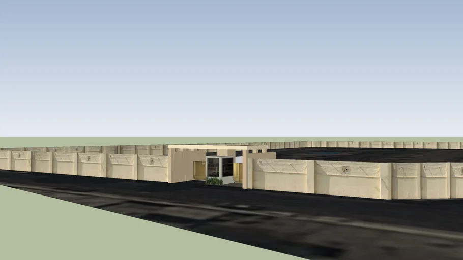 Residential complex - entrance Gate & Boundary | 3D Warehouse