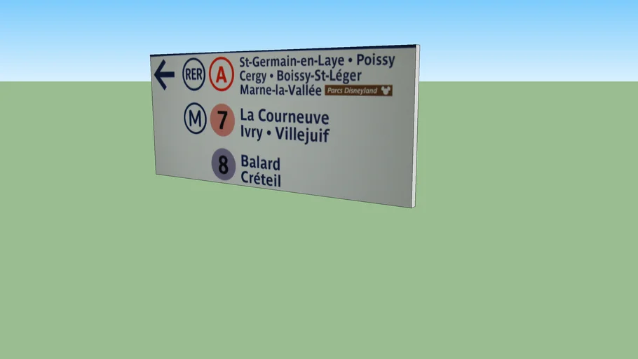 Paris Metro Line A, 7 and 8 Direction Sign | 3D Warehouse