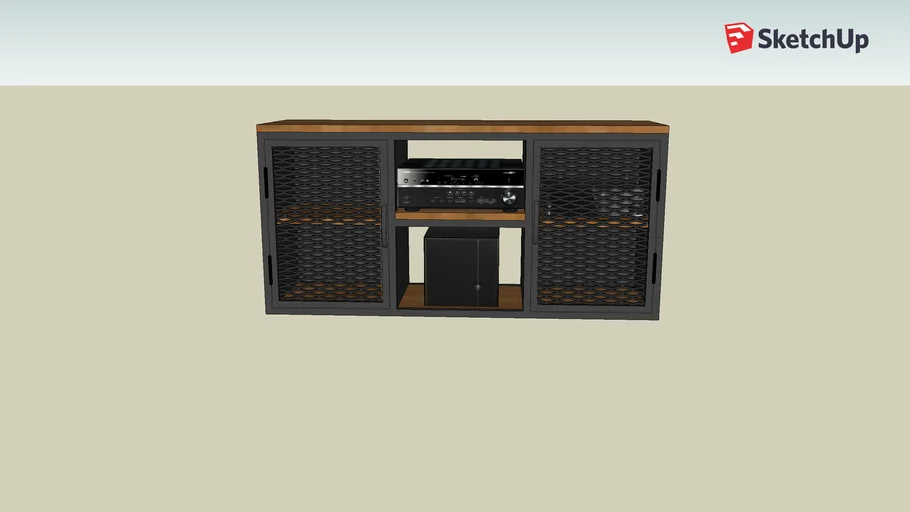 Wood and Iron TV Rack | 3D Warehouse