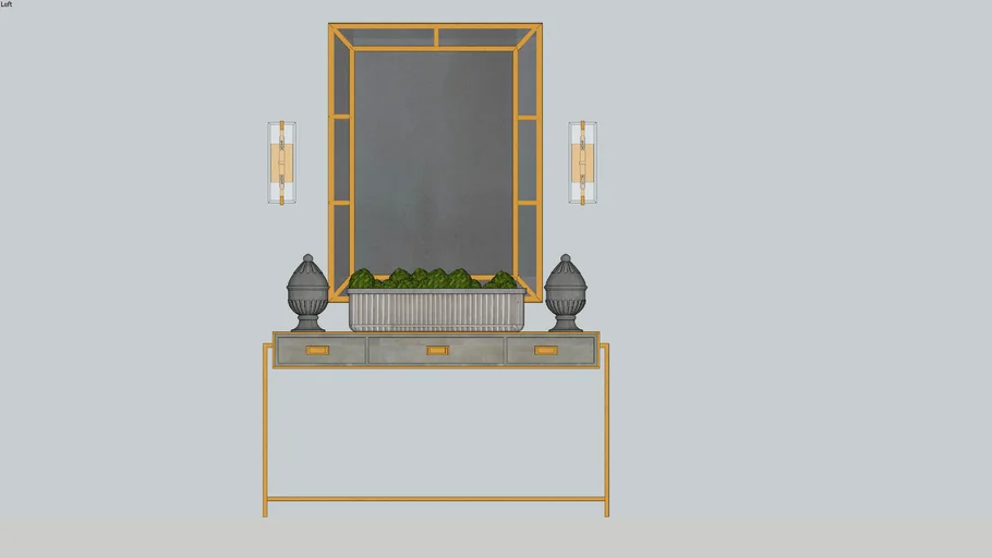 RH SHAGREEN CONSOLE WITH MOSS IN TROTH, MIRROR, RH SCONCES | 3D Warehouse