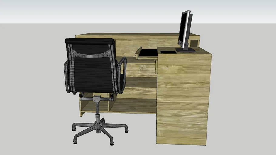 meja pc fullset | 3D Warehouse