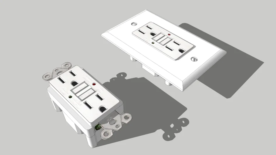 GFCI Single Electrical Outlet for Kitchen or Bathroom - White | 3D ...