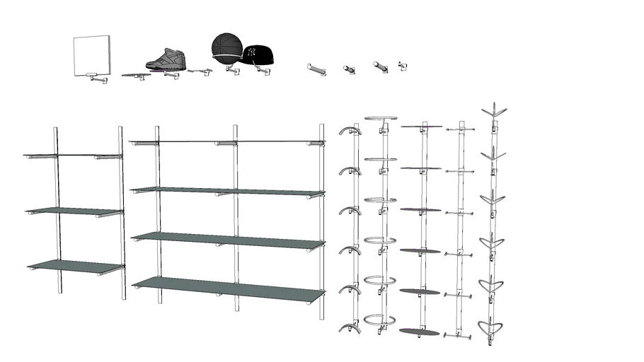 48” Retail Slotted Wall Mounted Blade System | 3D Warehouse