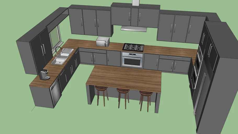 Cozinha Grande em U | 3D Warehouse