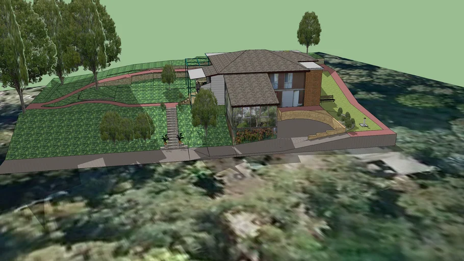 House and garden on a hillside | 3D Warehouse