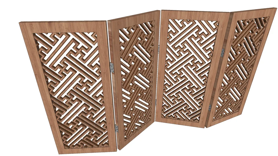 Screen - Room Divider - Asian Style with Sayagata Pattern | 3D Warehouse