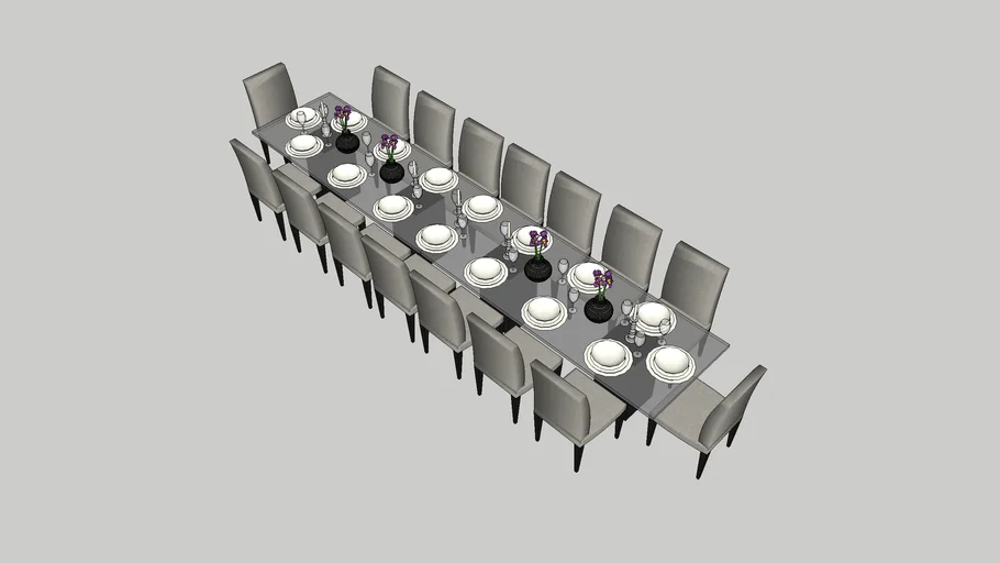 Large Dinning Table with dinner set | 3D Warehouse