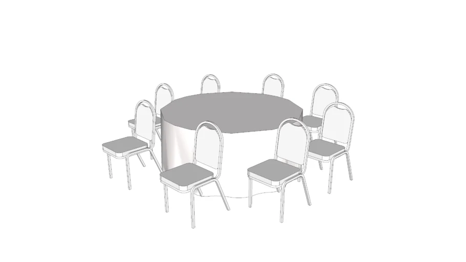 6' round clothed banquet table with 8 conference chairs in a cabaret ...