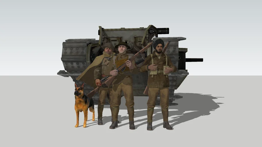 WW1 British Royal Armoured Corps Mark V Heavy Tank Set 01 | 3D Warehouse